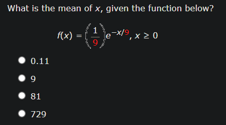 Solved What is the mean of x, given the function below? | Chegg.com