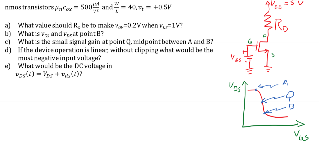 Solved -sv nmos transistors un cox = 500$9 and W = 40, Vt = | Chegg.com