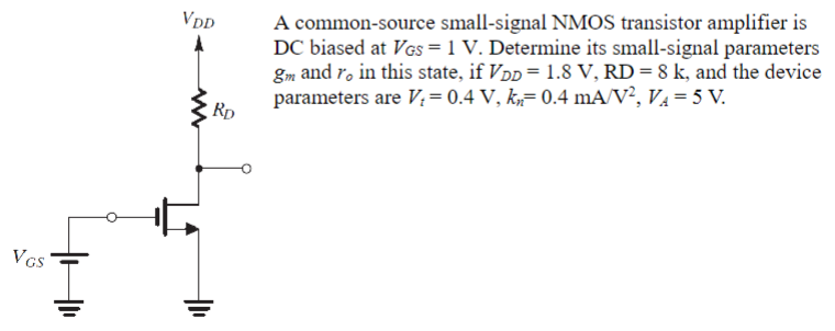 Solved A common-source small-signal NMOS transistor | Chegg.com