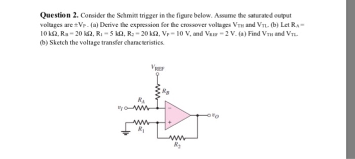 Solved Consider the Schmitt trigger in the figure below. | Chegg.com