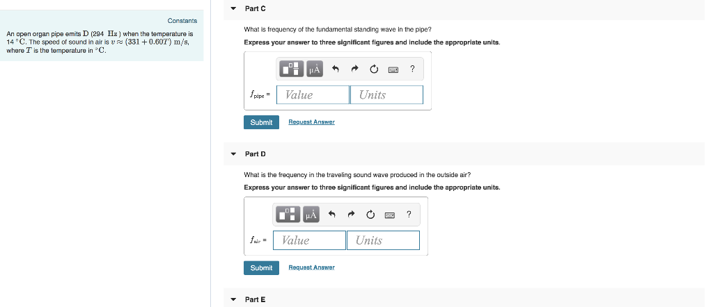 Solved Constants Part A An open organ pipe emits D (294 | Chegg.com