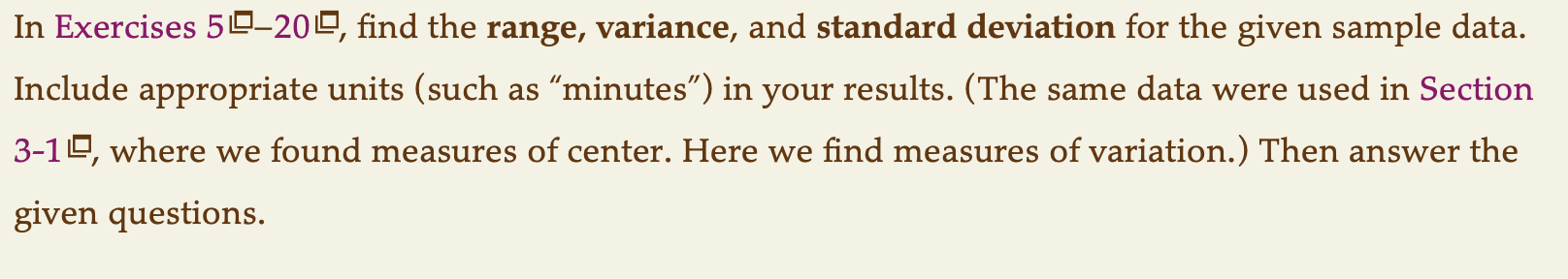 Solved In Exercises 5–20, find the range, variance, and | Chegg.com