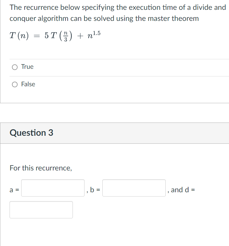 Solved The Recurrence Below Specifying The Execution Time Of 7428