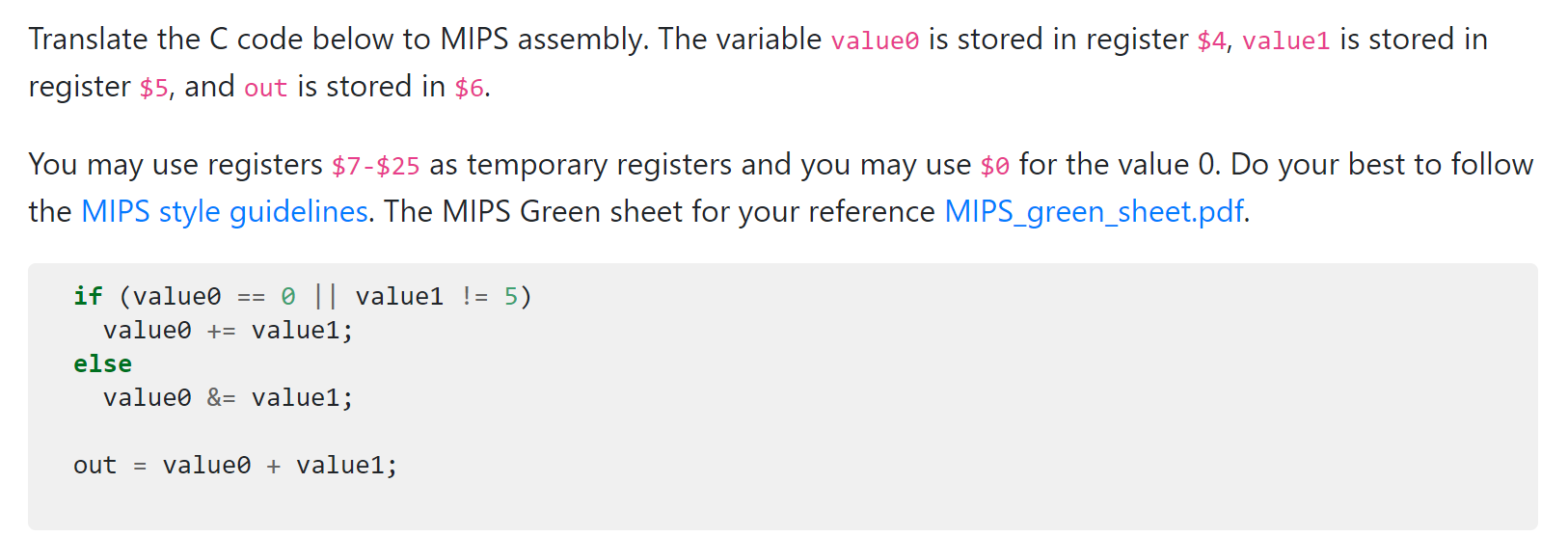 Solved Translate the C code below to MIPS assembly. The | Chegg.com