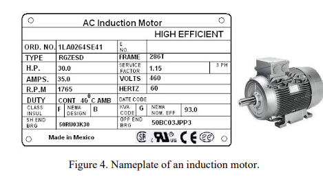 [Solved]: (d) Figure 4 shows a nameplate of a 4 poles ind