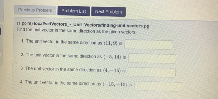 Solved Problem List Next Problem Previous Problenm (1 point) | Chegg.com