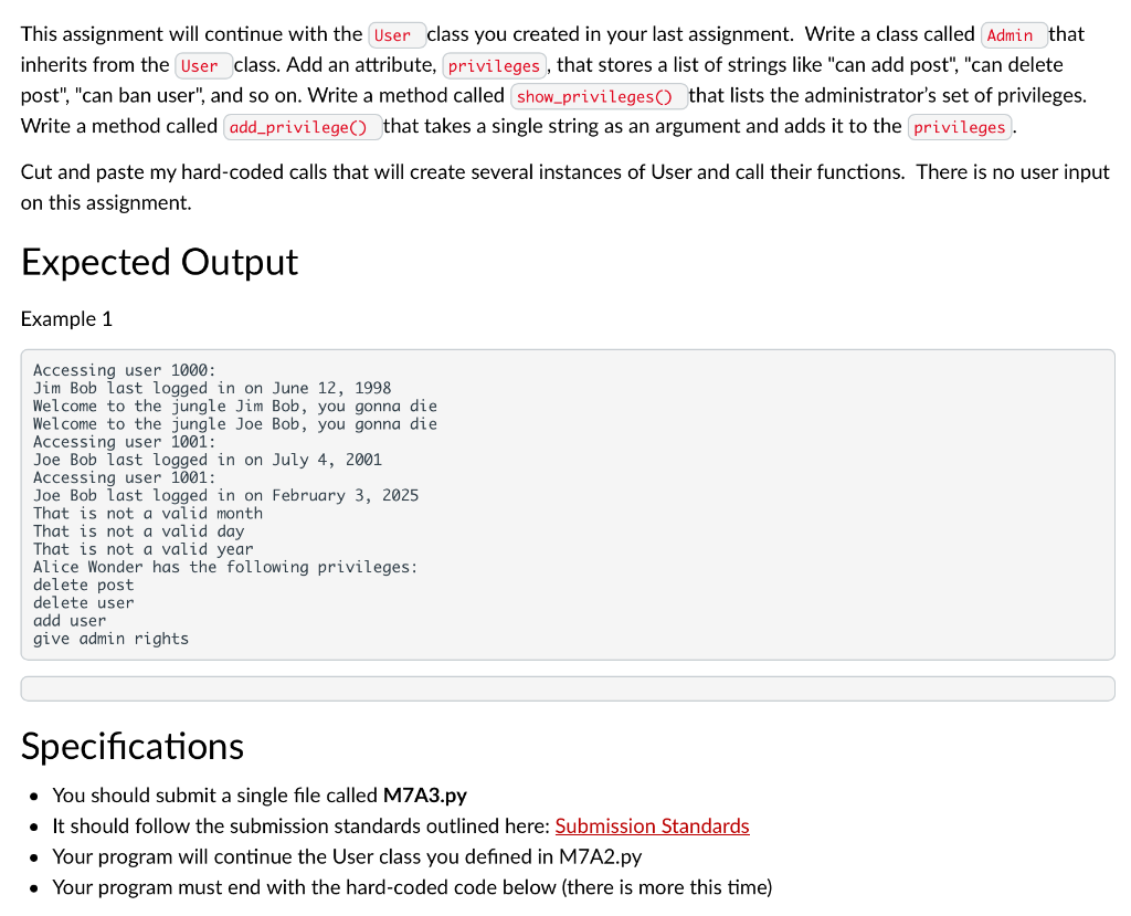 Solved This assignment will continue with the class you | Chegg.com