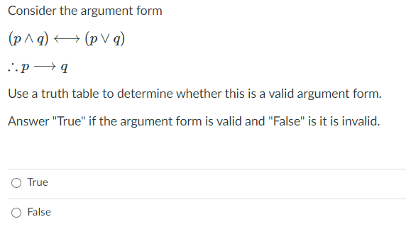 Solved Consider the argument form (p1q) 4 (PV) ..pa Use a | Chegg.com
