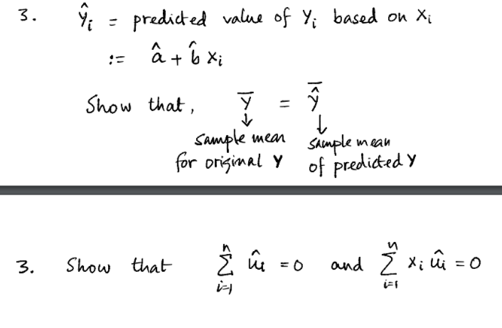 y^i= predicted value of yi based on xi :=a^+b^xi Show | Chegg.com