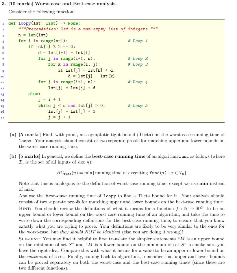 Solved 3 10 Marks Worst Case And Best Case Analysis 