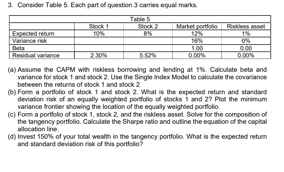 Solved Consider Table 5. ﻿Each part of question 3 ﻿carries | Chegg.com
