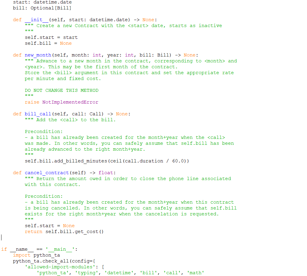 Solved Task 3: Contracts As we saw earlier, the starter code | Chegg.com