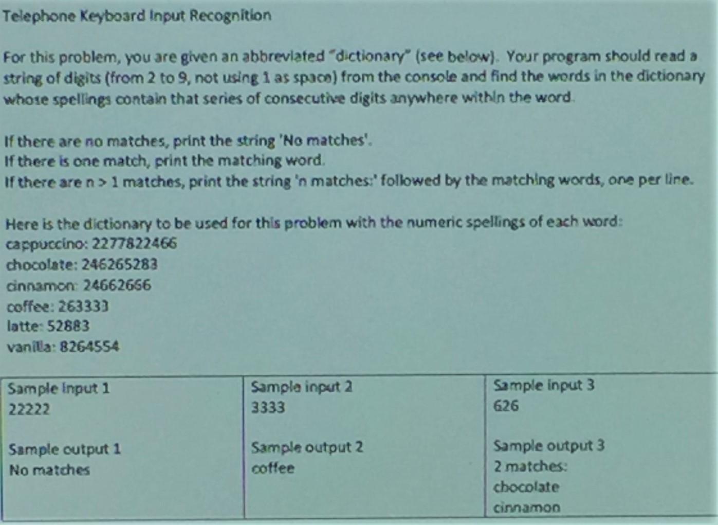 Solved Telephone Keyboard Input Recognition For this | Chegg.com