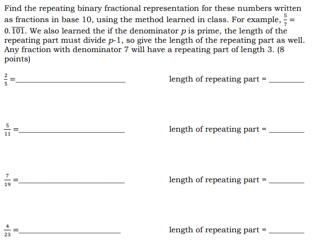 Solved Find the repeating binary fractional representation | Chegg.com