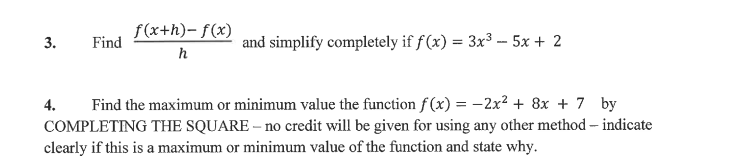 Solved 3. Find hf(x+h)−f(x) and simplify completely if | Chegg.com