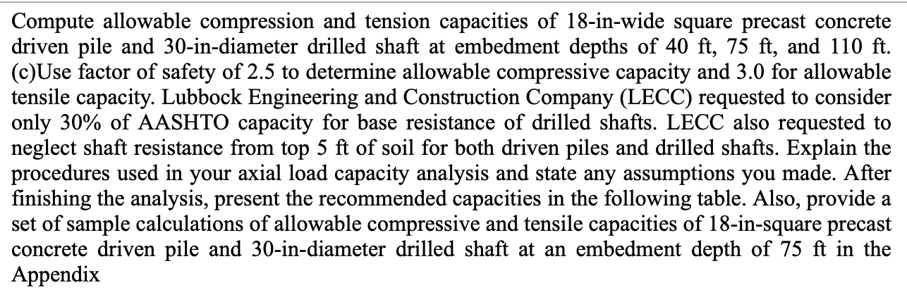 Compute allowable compression and tension capacities | Chegg.com