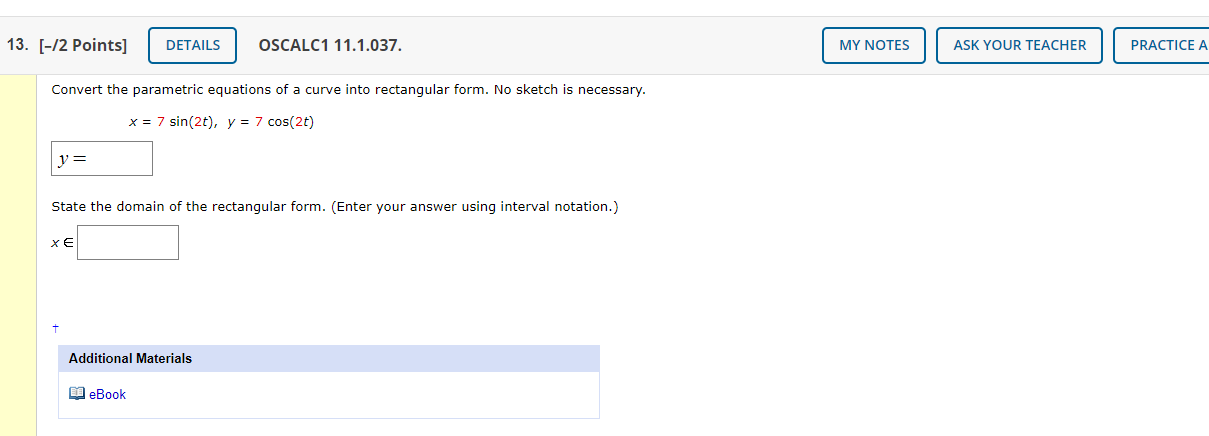 Solved 12. [-/2 points) DETAILS OSCALC1 11.1.036. MY NOTES | Chegg.com Solved 12. [-/2 points) DETAILS OSCALC1 11.1.036. MY NOTES | Chegg.com