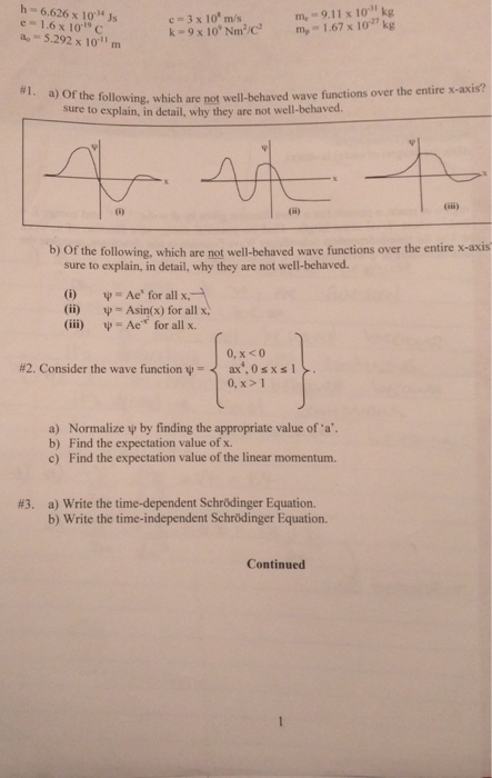 Solved a) Of the following, which are not well-behaved wave | Chegg.com