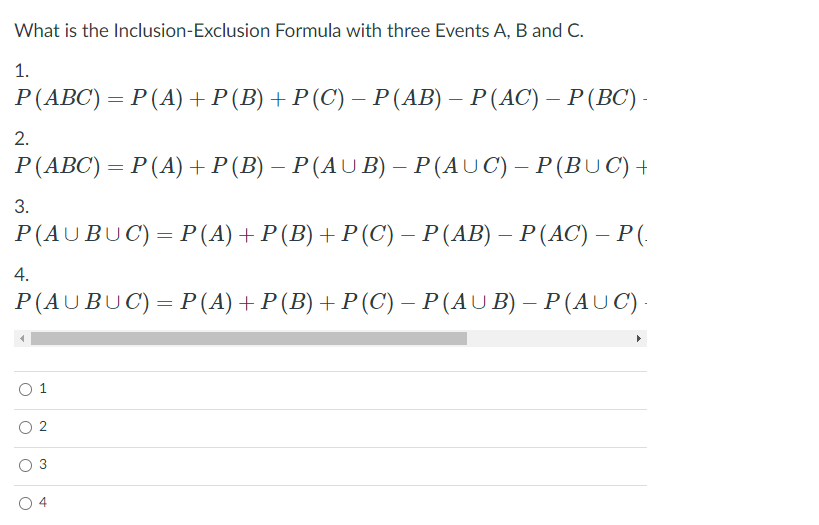 What is the Inclusion-Exclusion Formula with three | Chegg.com