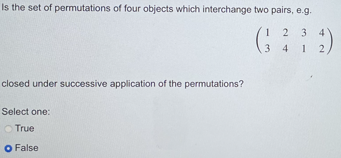 Solved Is the set of permutations of four objects which | Chegg.com