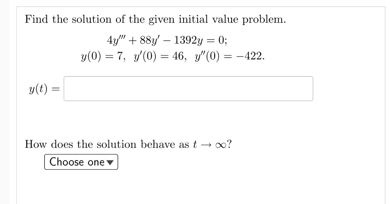 Solved Find the solution of the given initial value problem. | Chegg.com