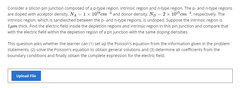 Solved Consider a silicon pin junction composed of a p-type | Chegg.com