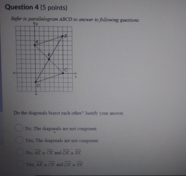 Solved Question 4 (5 points) Refer to parallelogram ABCD to | Chegg.com