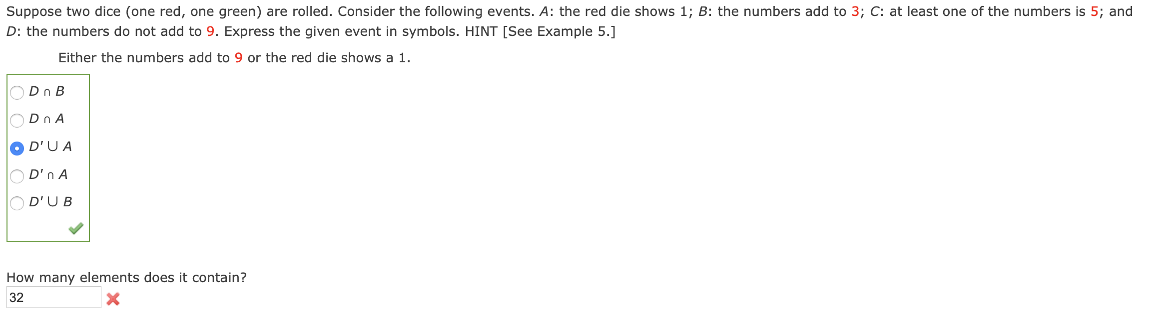 Solved Suppose two dice (one red, one green) are rolled. | Chegg.com
