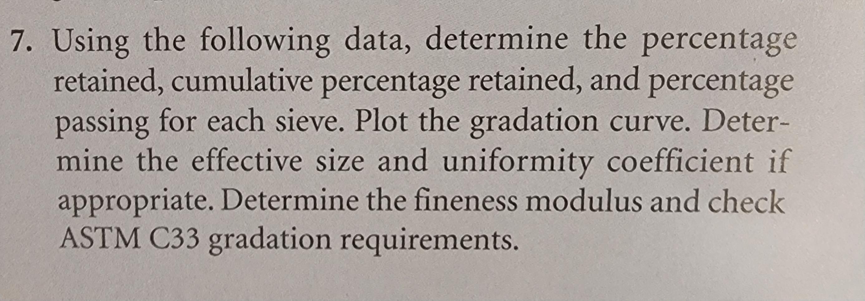 Solved 7. Using the following data, determine the percentage | Chegg.com