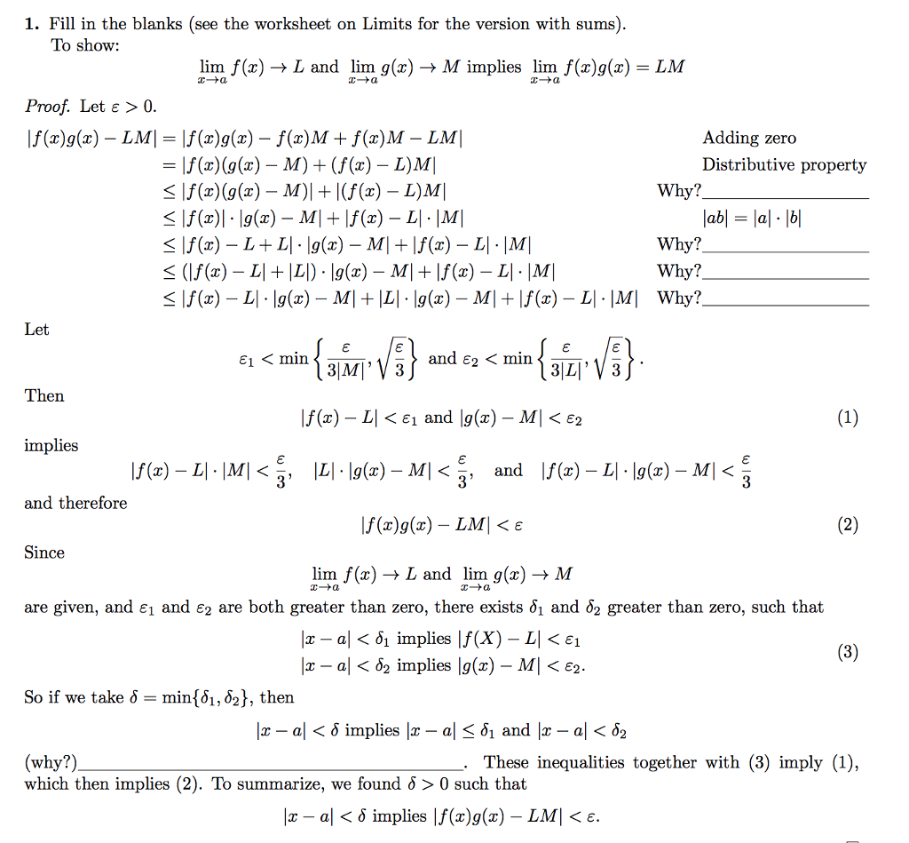 Solved 1. Fill in the blanks (see the worksheet on Limits | Chegg.com