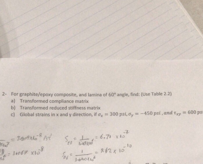 Solved 2- For graphite/epoxy composite, and lamina of 60° | Chegg.com