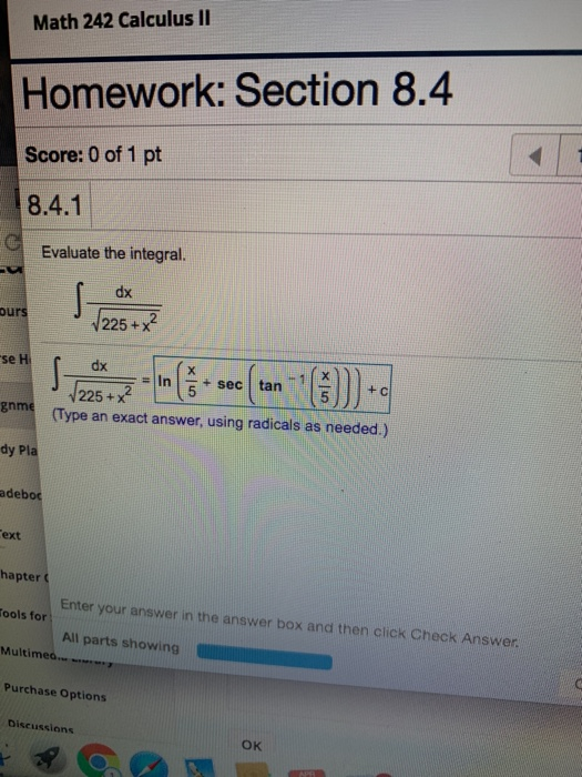 Solved Math 242 Calculus II Homework: Section 8.4 Score: 0 | Chegg.com