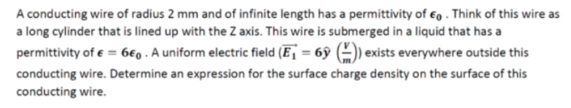 Solved A conducting wire of radius 2 mm and of infinite | Chegg.com