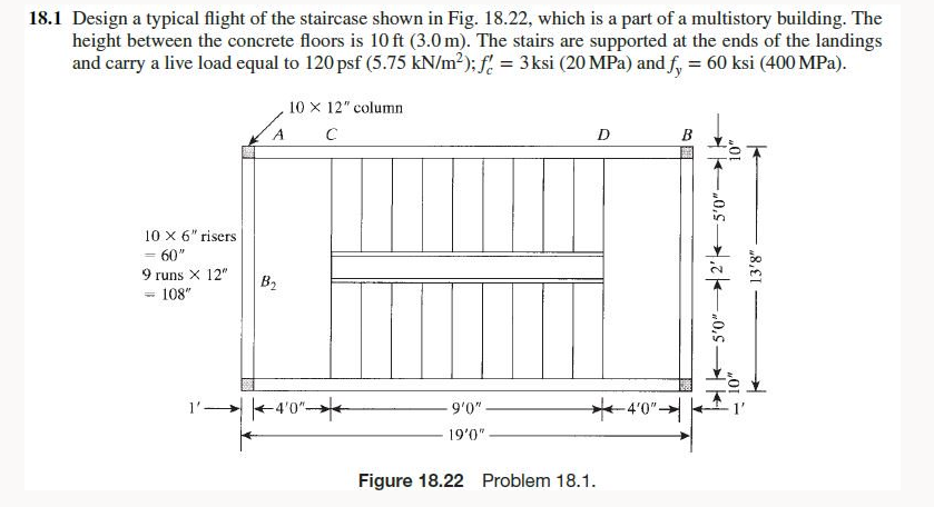 Solved 18.1 Design a typical flight of the staircase shown | Chegg.com