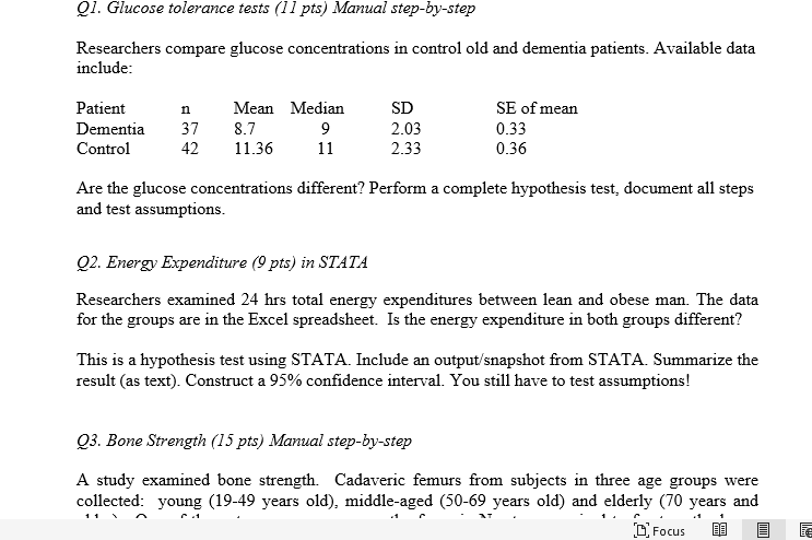Solved Q1. Glucose tolerance tests (11 pts) Manual | Chegg.com