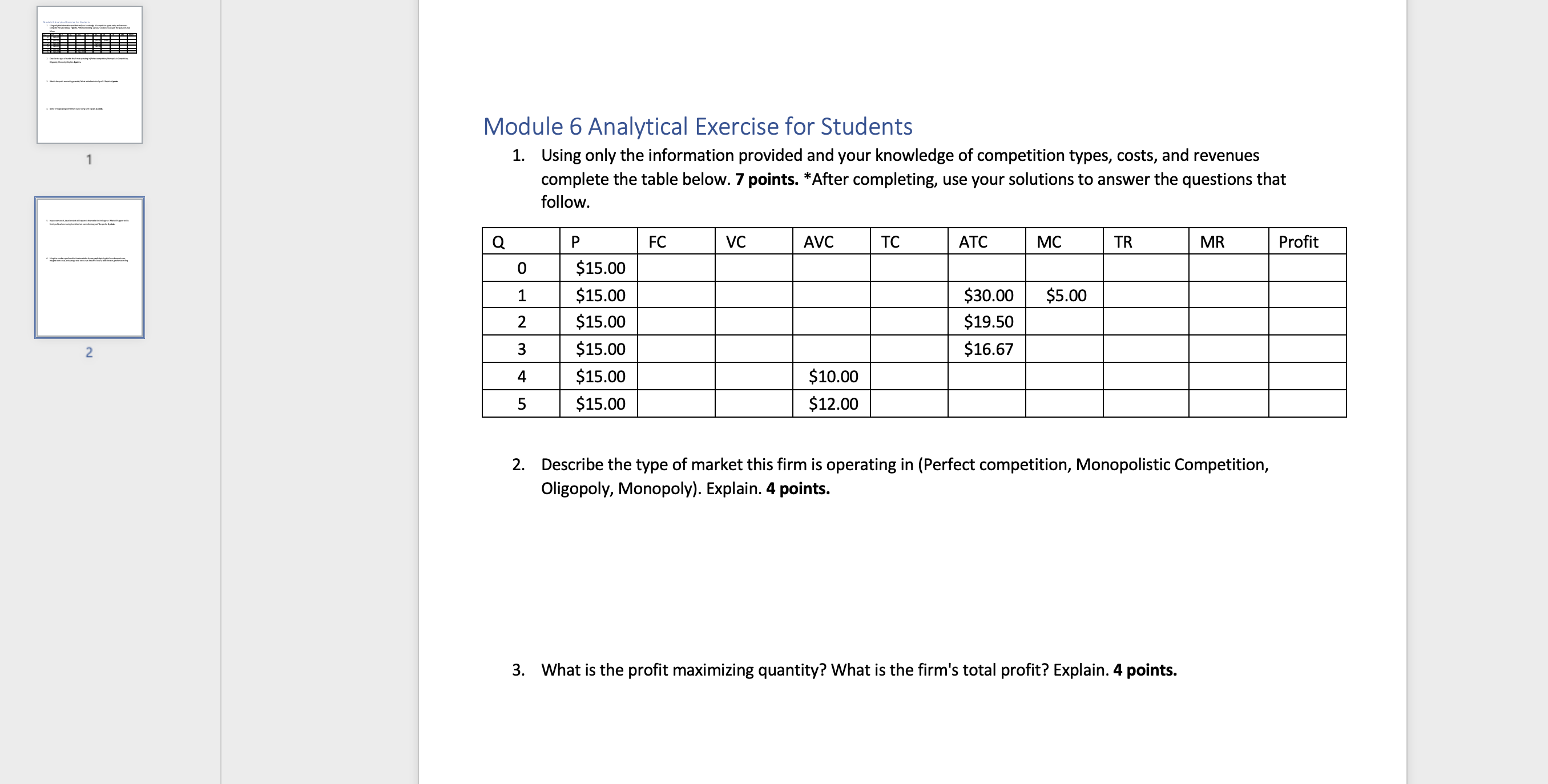 Module 6 Analytical Exercise for Students 1. Using | Chegg.com