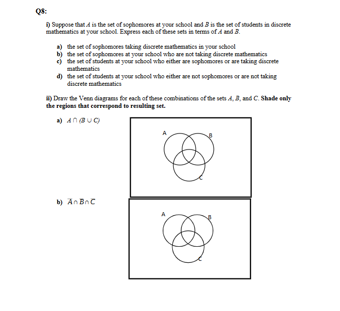 Solved Q8:i) ﻿Suppose that \( ﻿A \) ﻿is the set of | Chegg.com