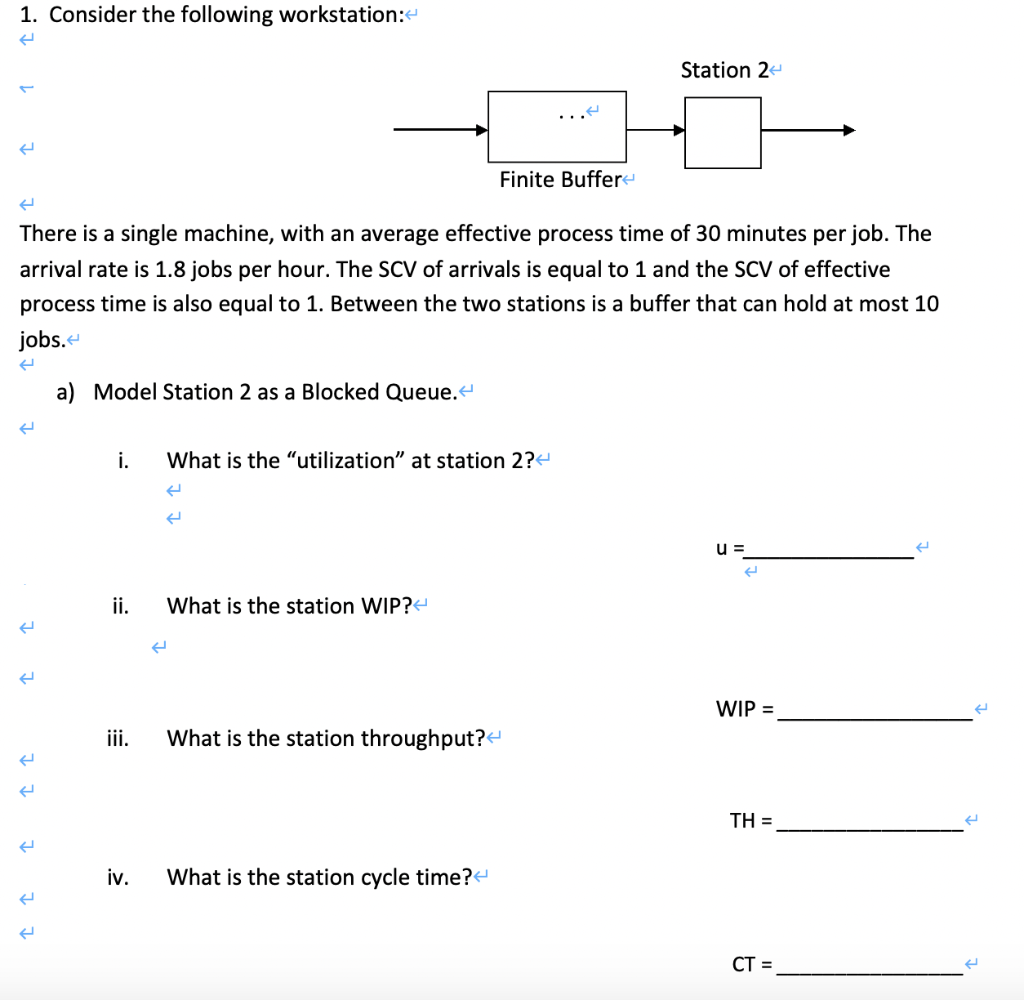 Solved 1. Consider the following workstation: Station 2 | Chegg.com