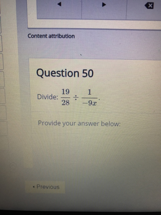 Solved Content attribution Question 50 19 1 28-9c Divide: | Chegg.com