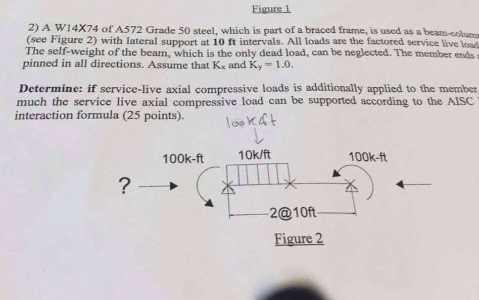 Figure 1 2) A w14X74 of A572 Grade 50 steel, which is | Chegg.com