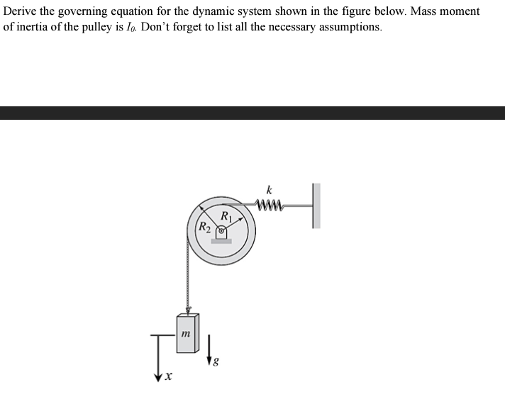 [Solved]: Derive the governing equation for the dynamic sys