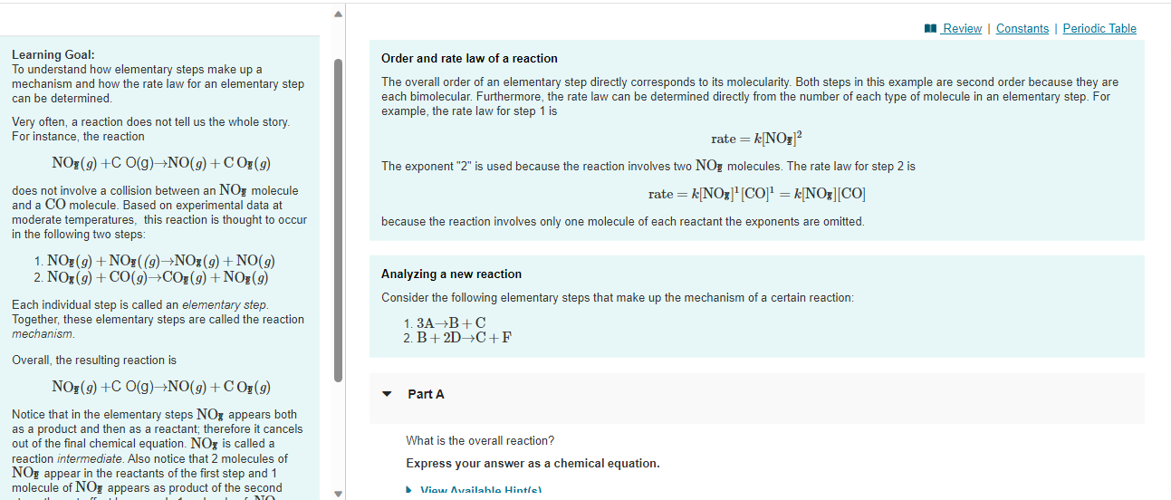 Solved Which species is a reaction intermediate? View | Chegg.com