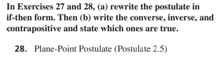 Solved In Exercises 27 and 28, (a) rewrite the postulate in | Chegg.com