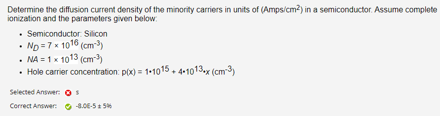 Solved Determine the diffusion current density of the | Chegg.com