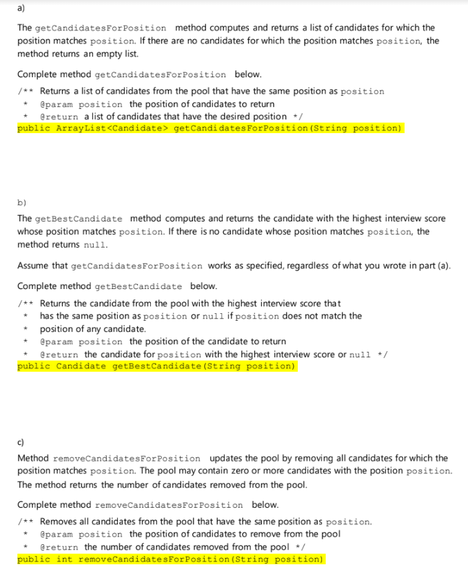 Solved APCS A-ArrayList An organization interviews | Chegg.com