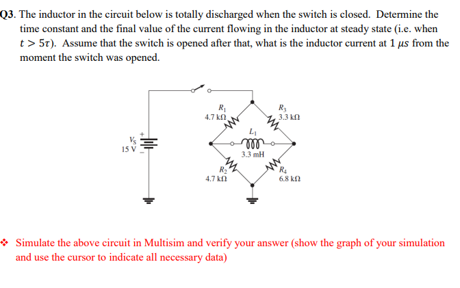 Solved 3. The inductor in the circuit below is totally | Chegg.com