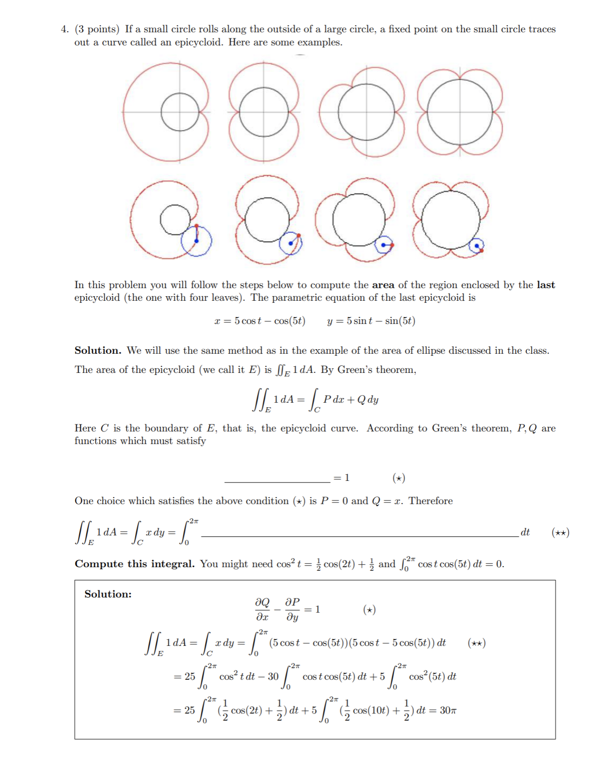 Solved 4. (3 points) If a small circle rolls along the | Chegg.com
