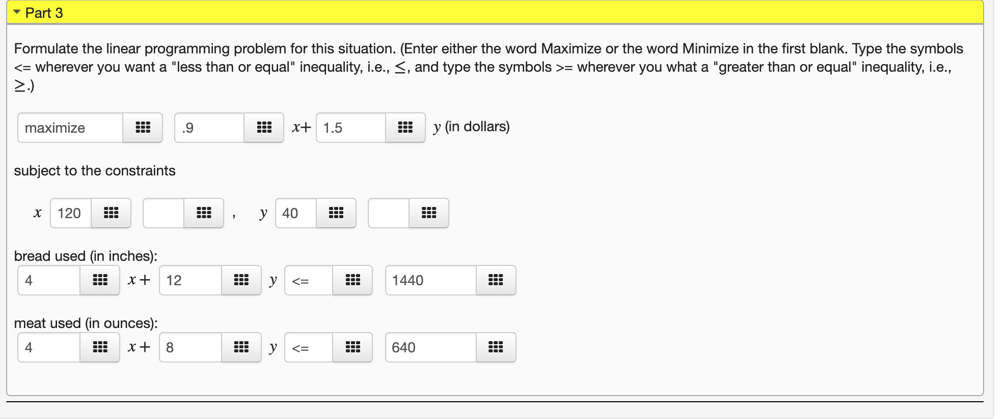 Solved Part 3 Formulate the linear programming problem for | Chegg.com