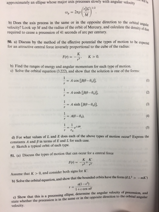 approximately an ellipse whose major axis precesses | Chegg.com