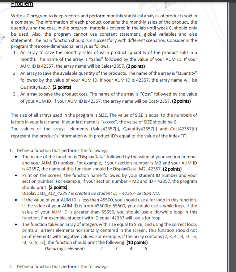 Solved Problem Write a C program to keep records and perform | Chegg.com